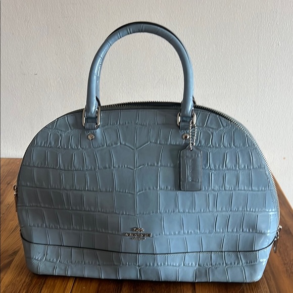 Coach | Bags | Coach Blue Satchel With Crocembossed Texture | Poshmark